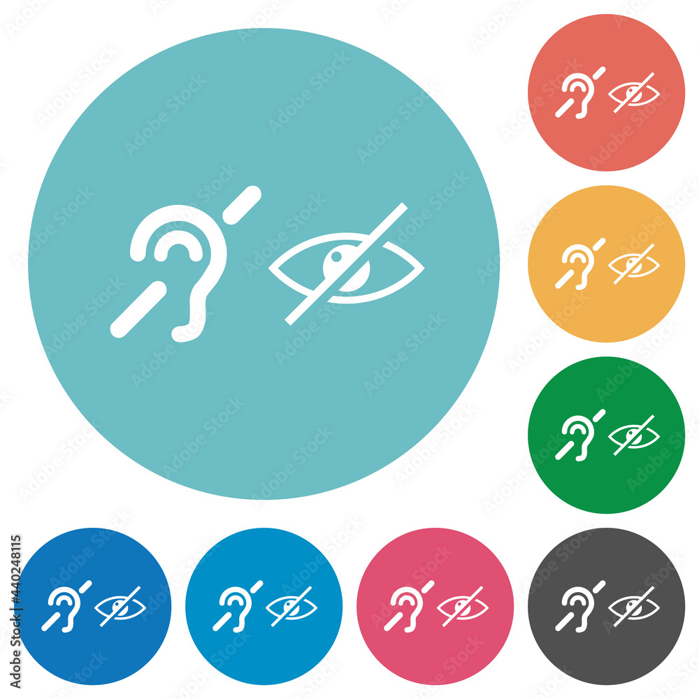 Hearing and visually impaired symbols flat round icons Stock Vector ...