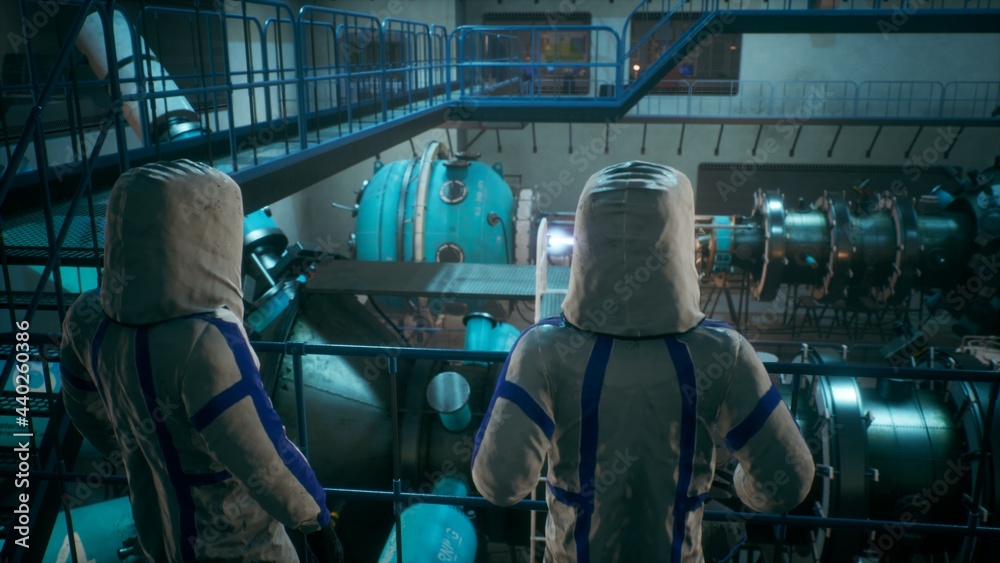 Scientists watch the work of a time machine or a futuristic ...