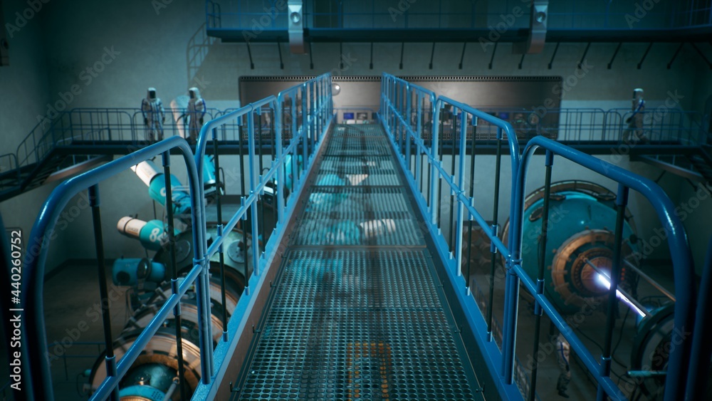 Scientists watch the work of a time machine or a futuristic ...