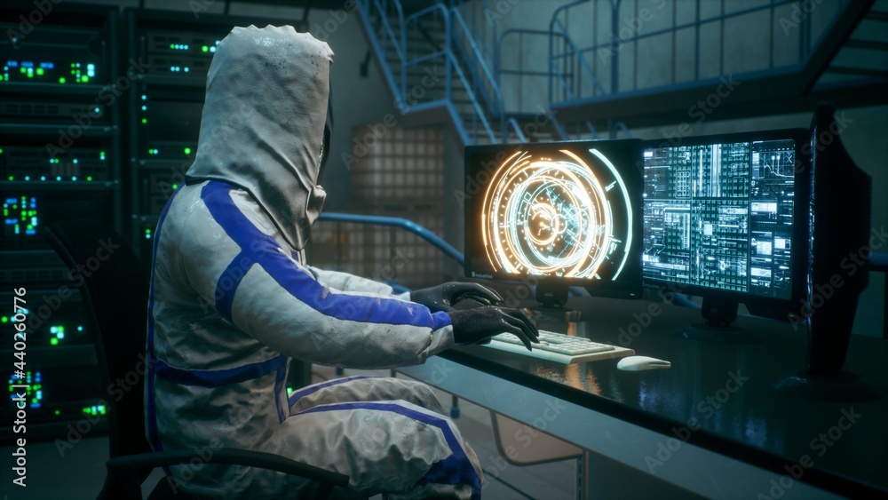 Scientists watch the work of a time machine or a futuristic ...