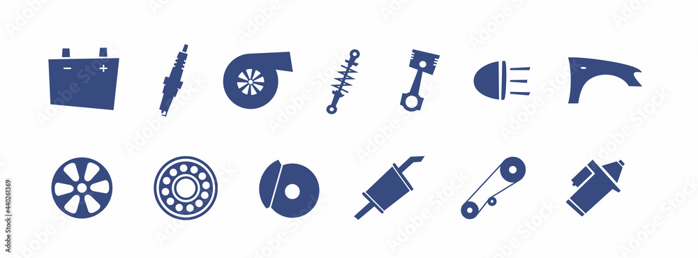 SVG set auto spare parts for car repair and service. Electrical, engine ...