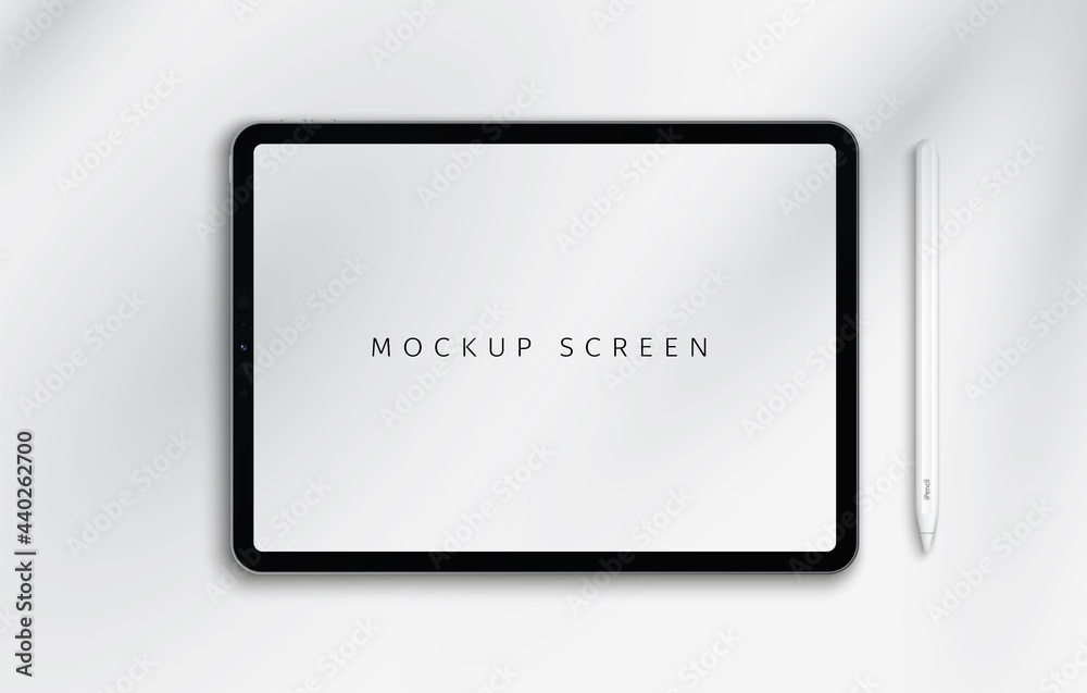 Realistic tablet screen mockup with shadow on top of devices. Vector ...