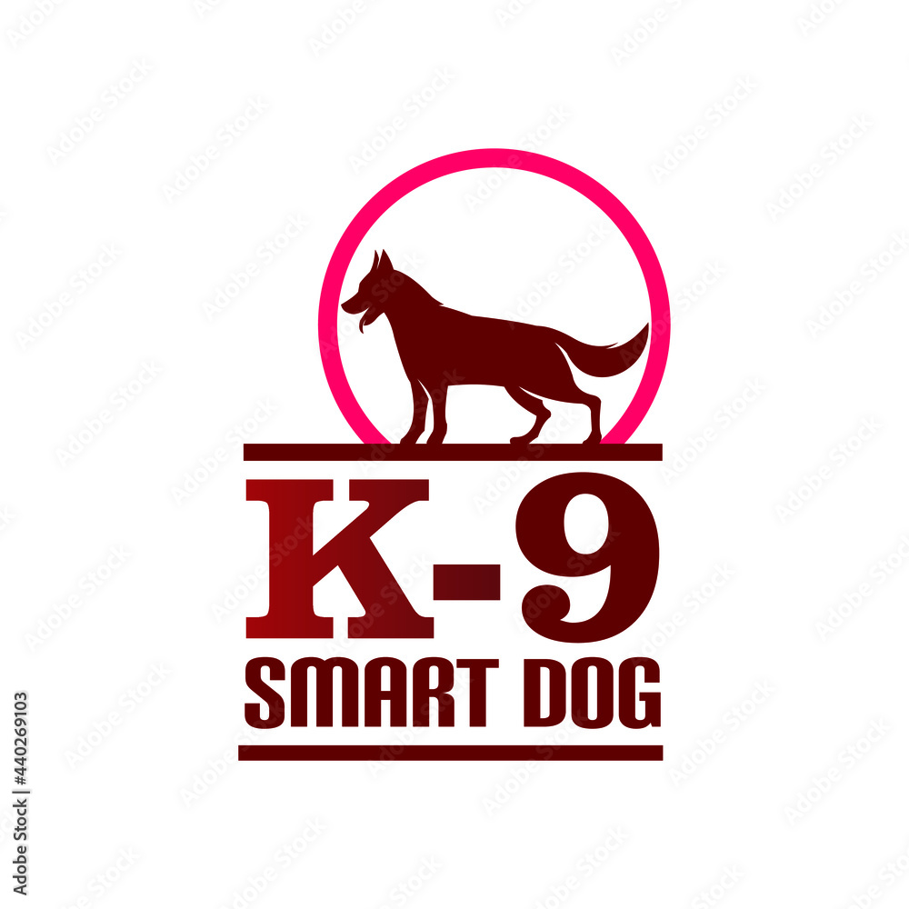 k-9 smart dog logo, silhouette of breeds and strong dog vector ...