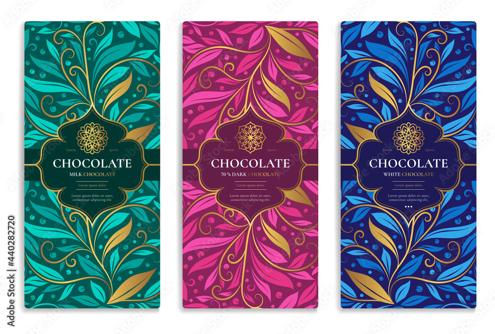 Colorful set of chocolate bar packaging design in abstract style ...