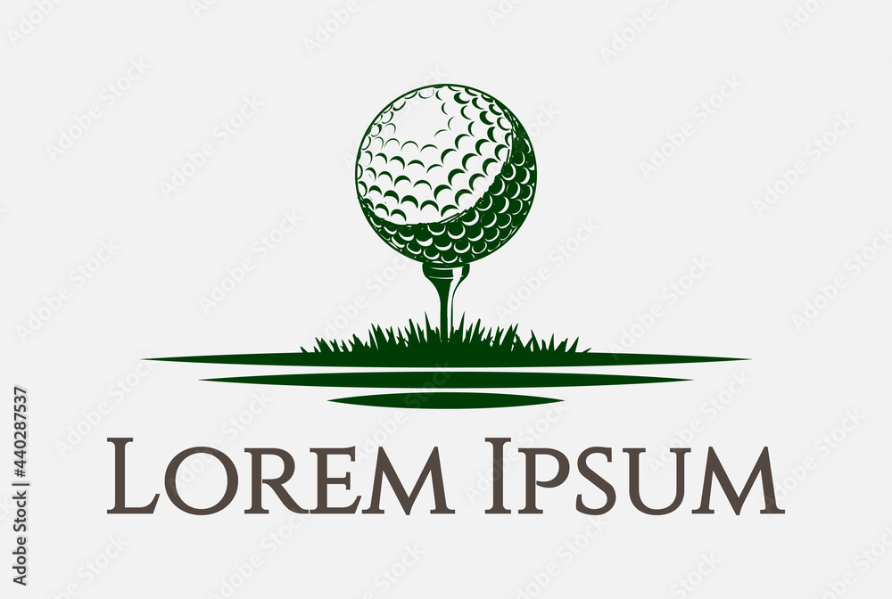 Golf Ball and Tee with Grass for Sport Club Logo Design Vector Stock ...