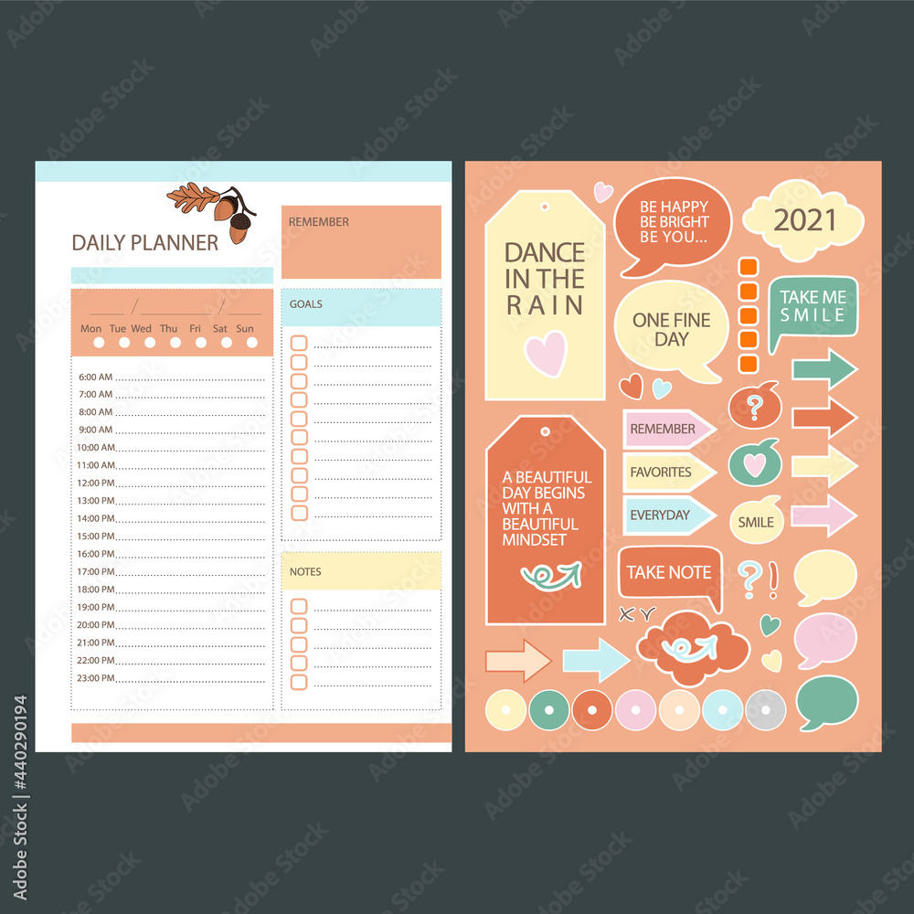 AUTUMN DAILY PLANNER STICKERS Printable Page Template Schedule And ...