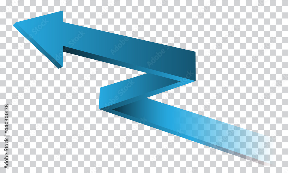 Blue arrow 3D direction on transparent background vector illustration ...