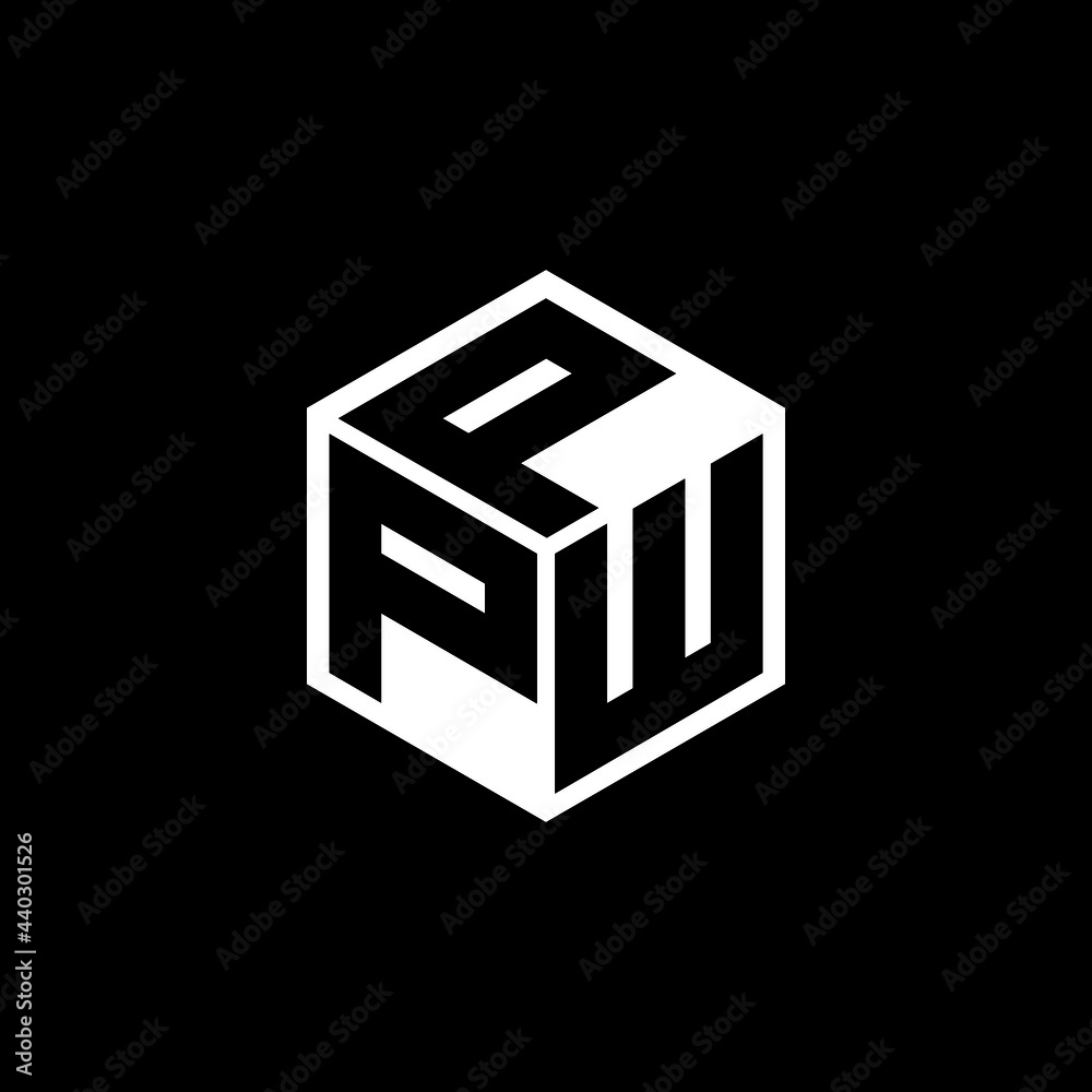 Vecteur Stock PWP letter logo design with black background in ...
