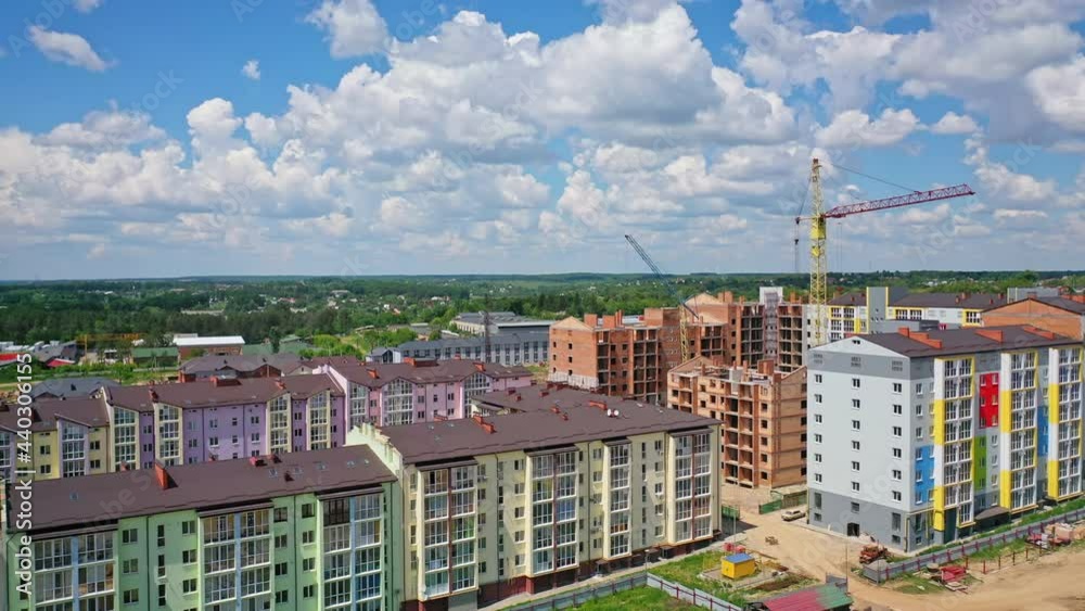 Construction of new residential district. Modern multi storey apartment ...