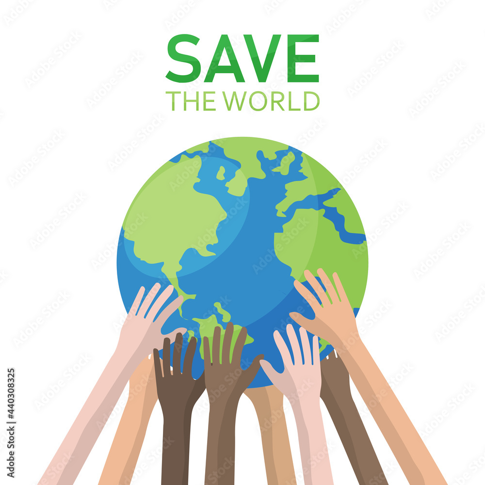 hands holding earth globe. isolated on white background. Save world ...