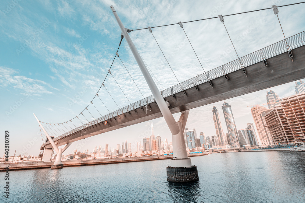 Dubai water canal footbridge as a masterpiece of engineering and design ...
