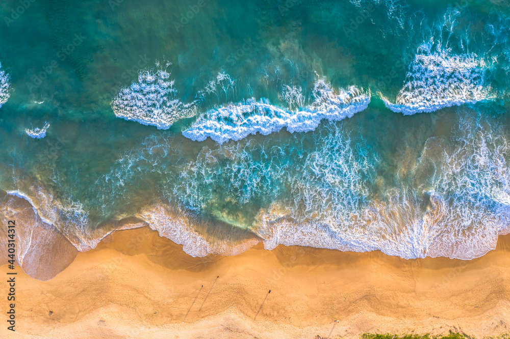 aerial top view Wave after wave swept towards the shore. .Landscapes ...