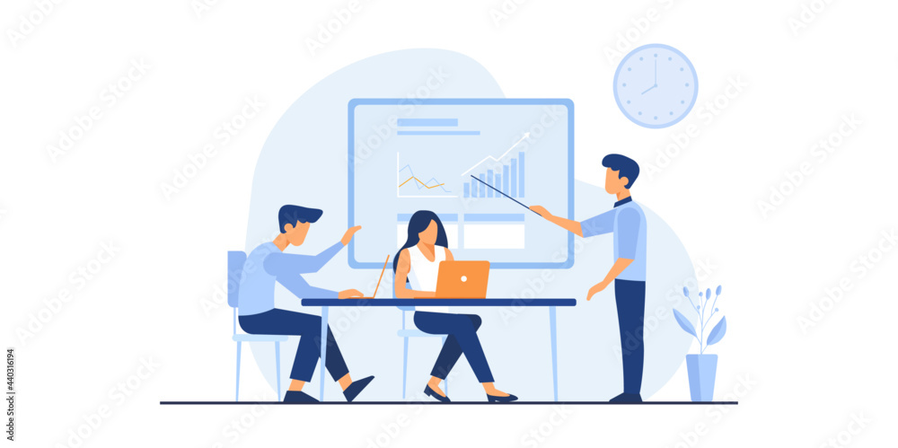 Flat vector business technology cloud computing service concept and ...