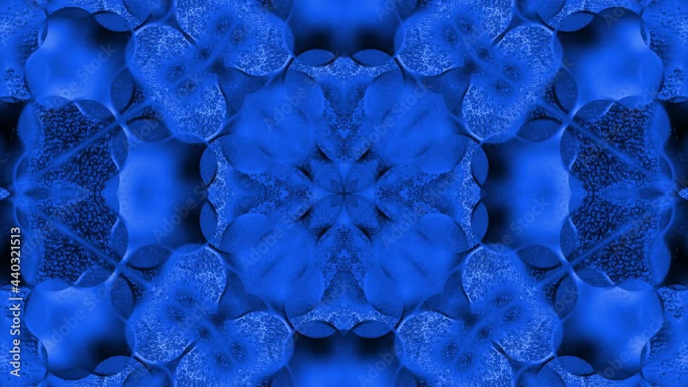Seamless looping animation footage. Stained glass. Blue kaleidoscopic ...