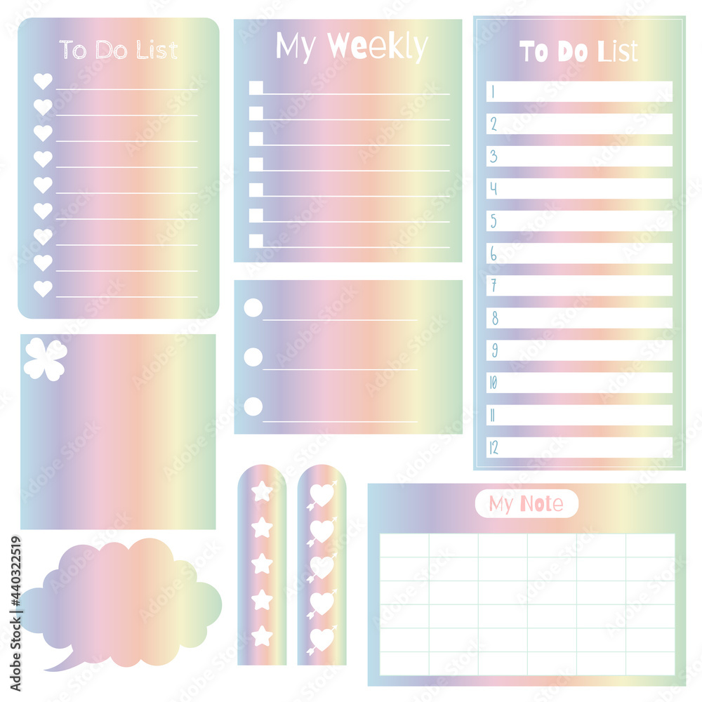 Sticky note. Cute paper notes. Stationary set. Scrapbook notes and ...