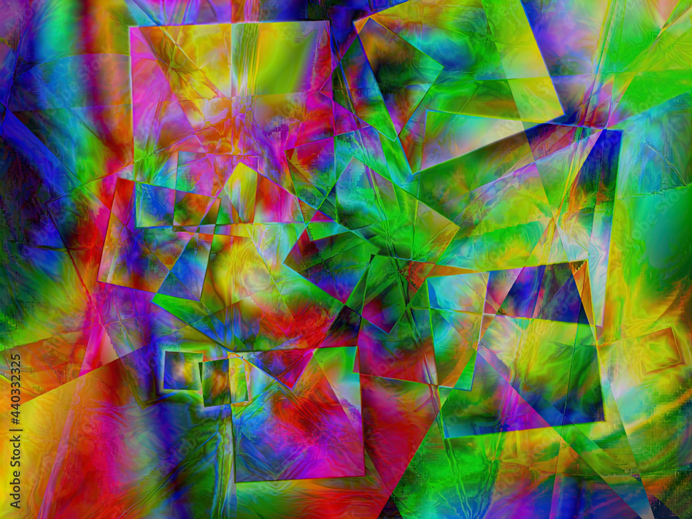 Abstract geometric color gradient illustration; squares and other ...