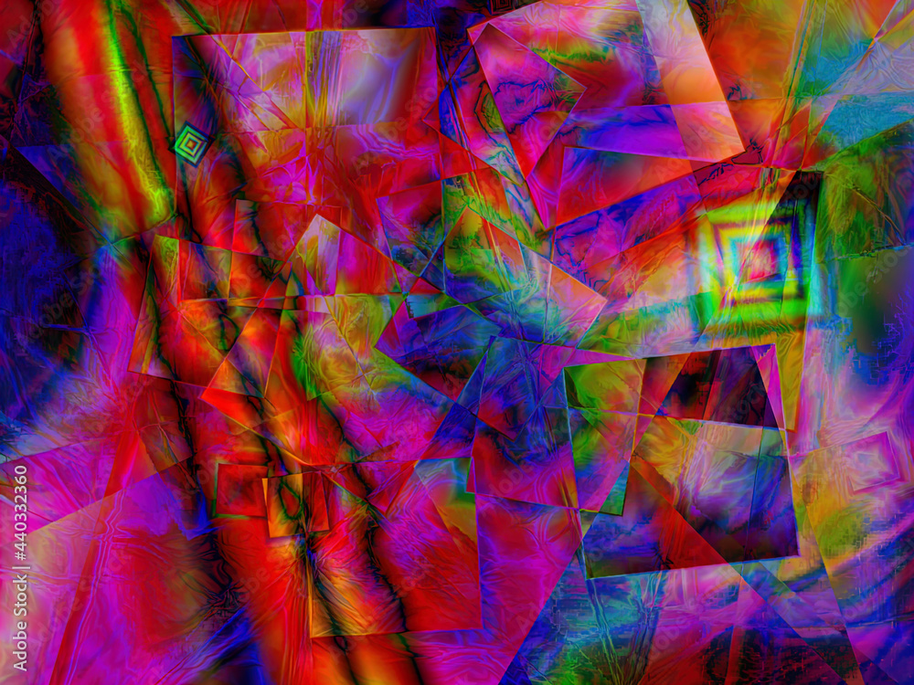 Abstract geometric color gradient illustration; squares and other ...