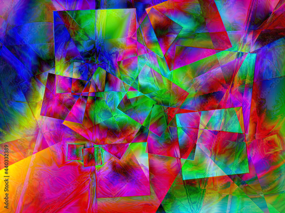 Abstract geometric color gradient illustration; squares and other ...
