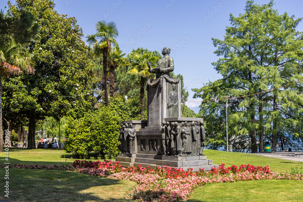 Locarno, Switzerland - June 15.2021: Sculpture of Giuseppe Cattori ...