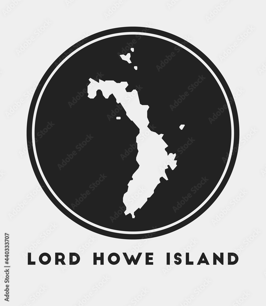 Lord Howe Island icon. Round logo with island map and title. Stylish ...