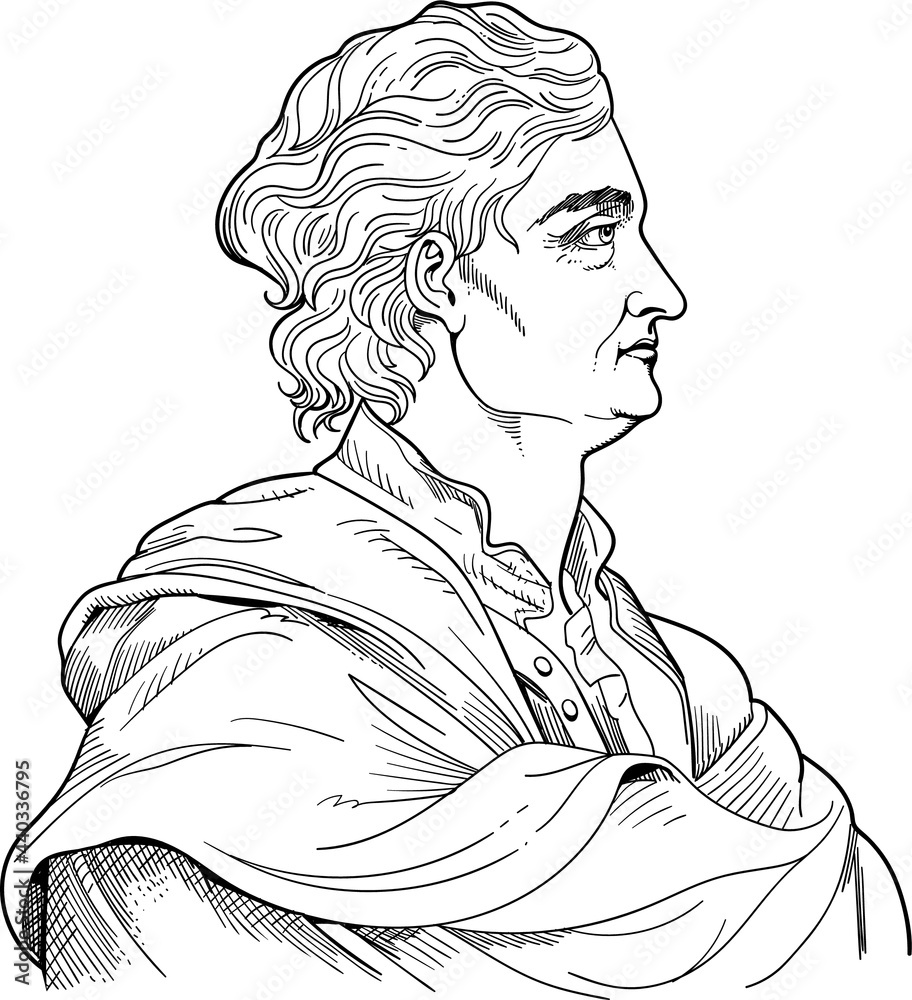 Isaac Newton line art style portrait. Vector Stock Vector | Adobe Stock