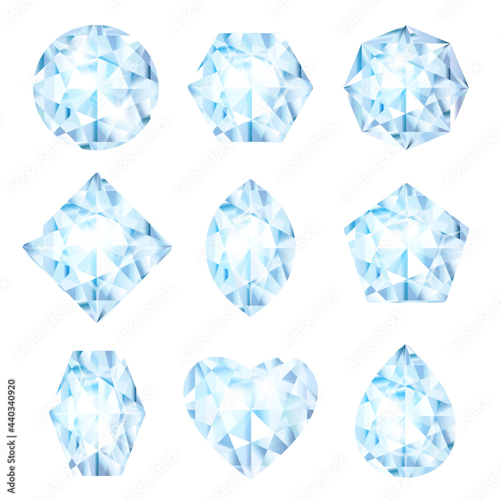 Realistic 3d diamonds set isolated on white background. Jewels or ...