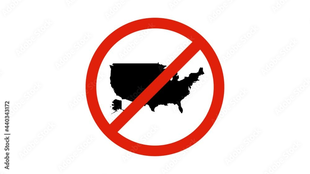 no us america icon road sign animation. simple red circle prohibition Not Allowed Sign road ...