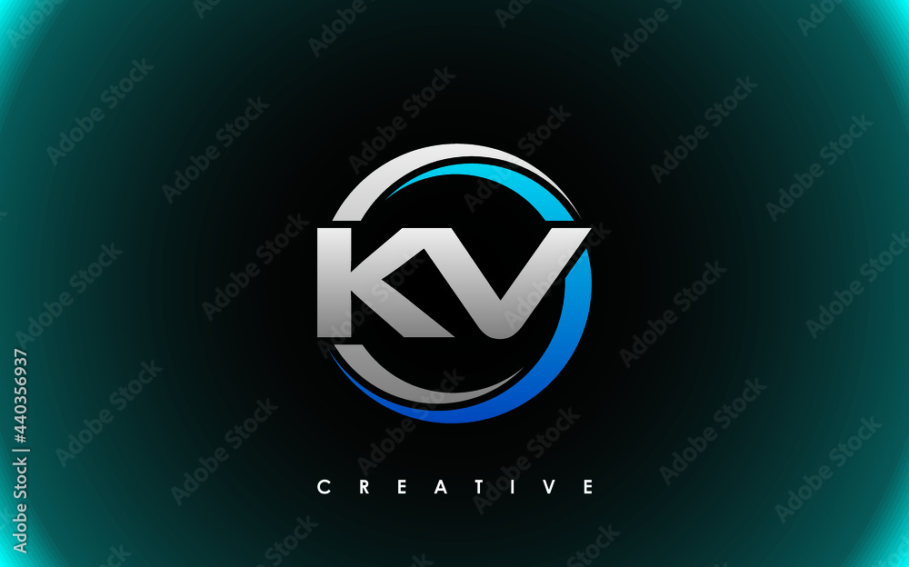 KV Letter Initial Logo Design Template Vector Illustration Stock Vector ...