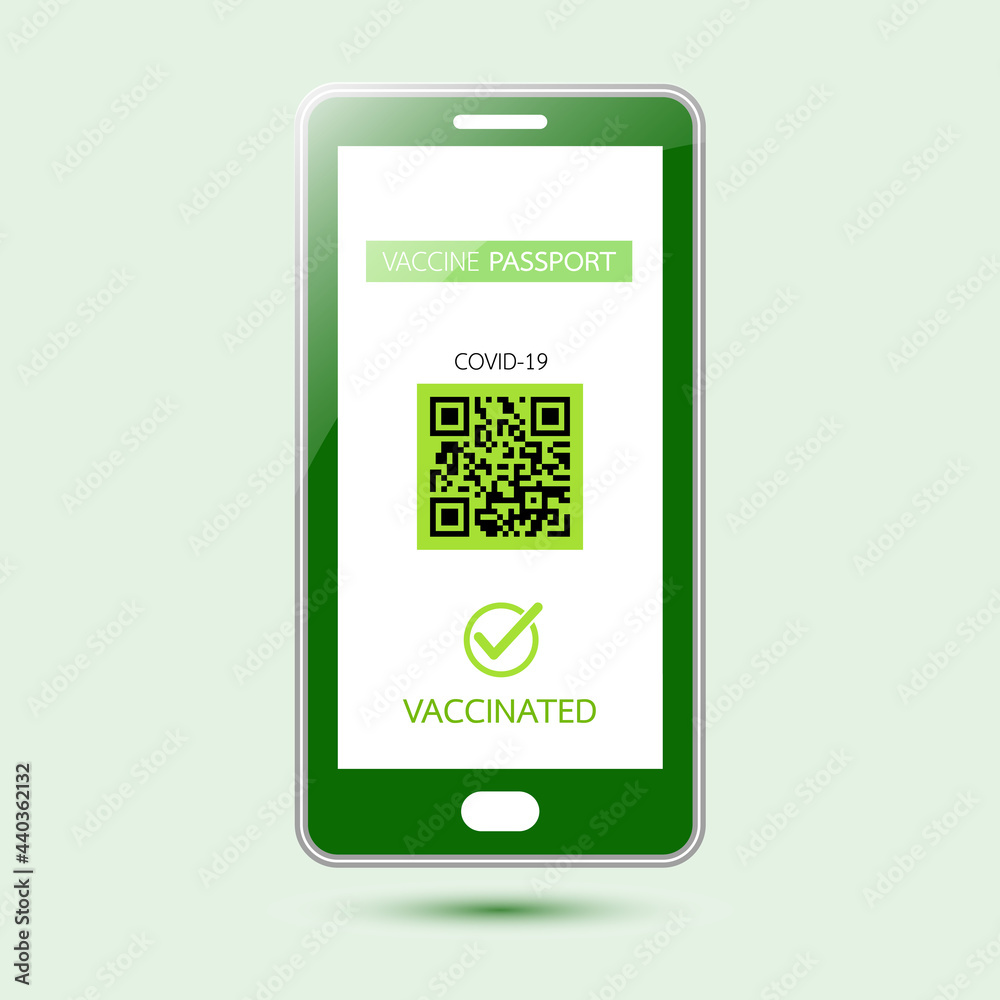 Vaccination certificate or vaccine passport in smartphone screen vector ...