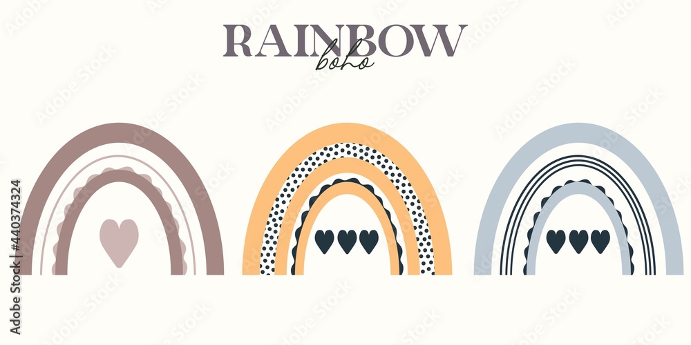 set of modern boho style. Vector hand drawn boho clipart for nursery ...