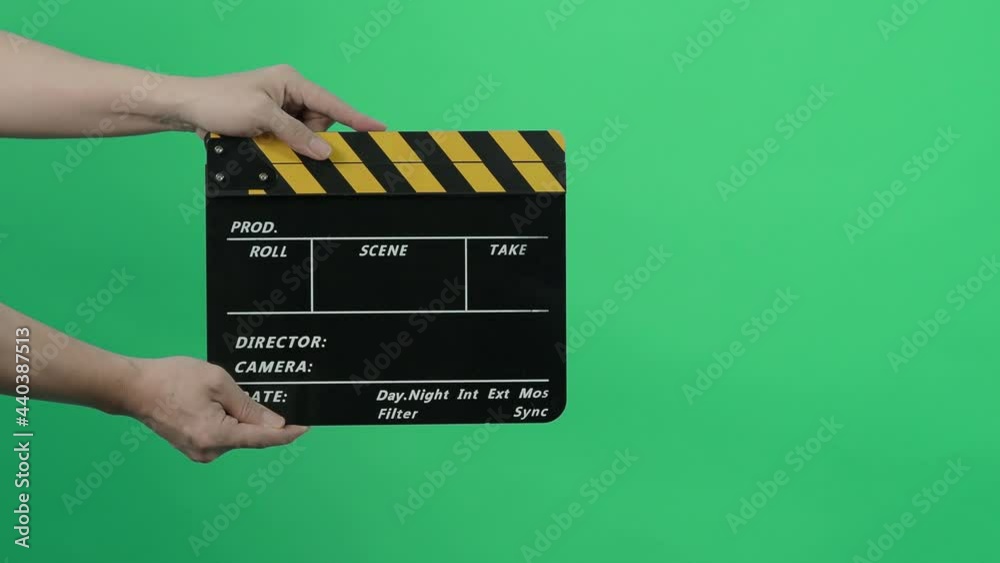 Film Slate or Movie Clapperboard with Blue Green screen background ...