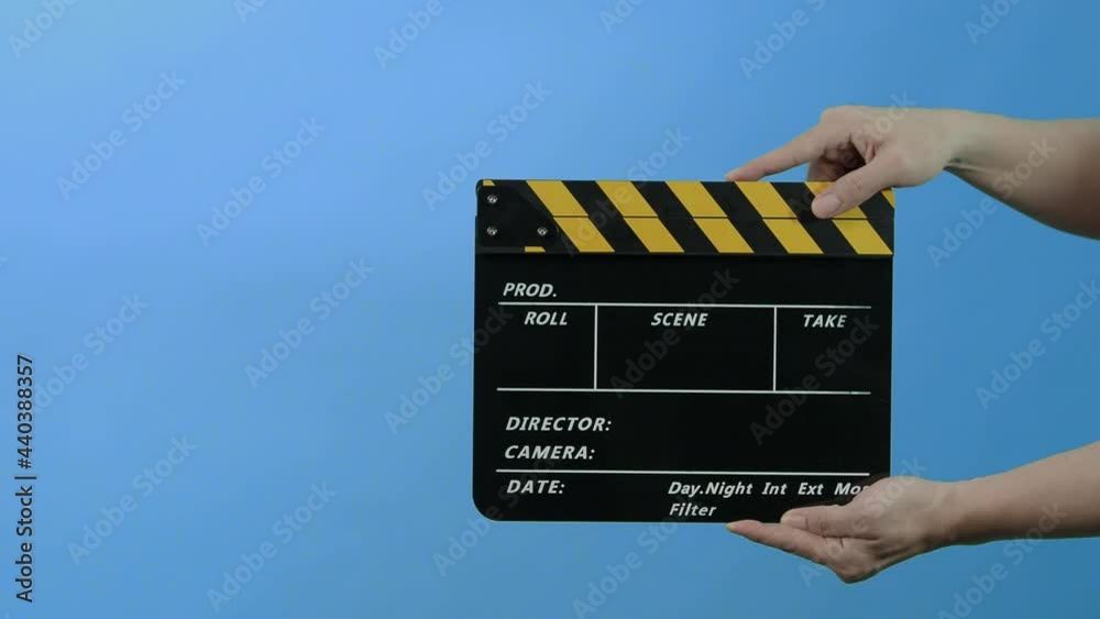 Film Slate or Movie Clapperboard with Blue Green screen background ...