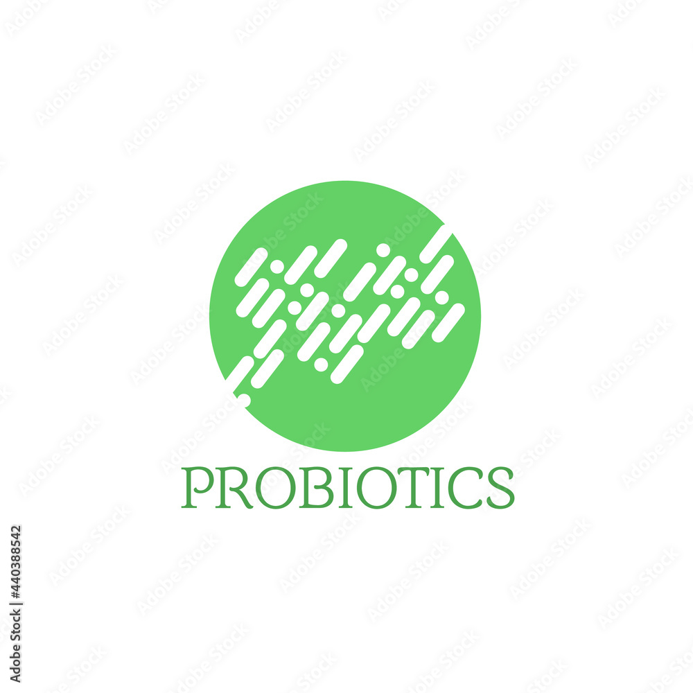 Probiotics logo. Bacteria logo. Concept of healthy nutrition ingredient ...