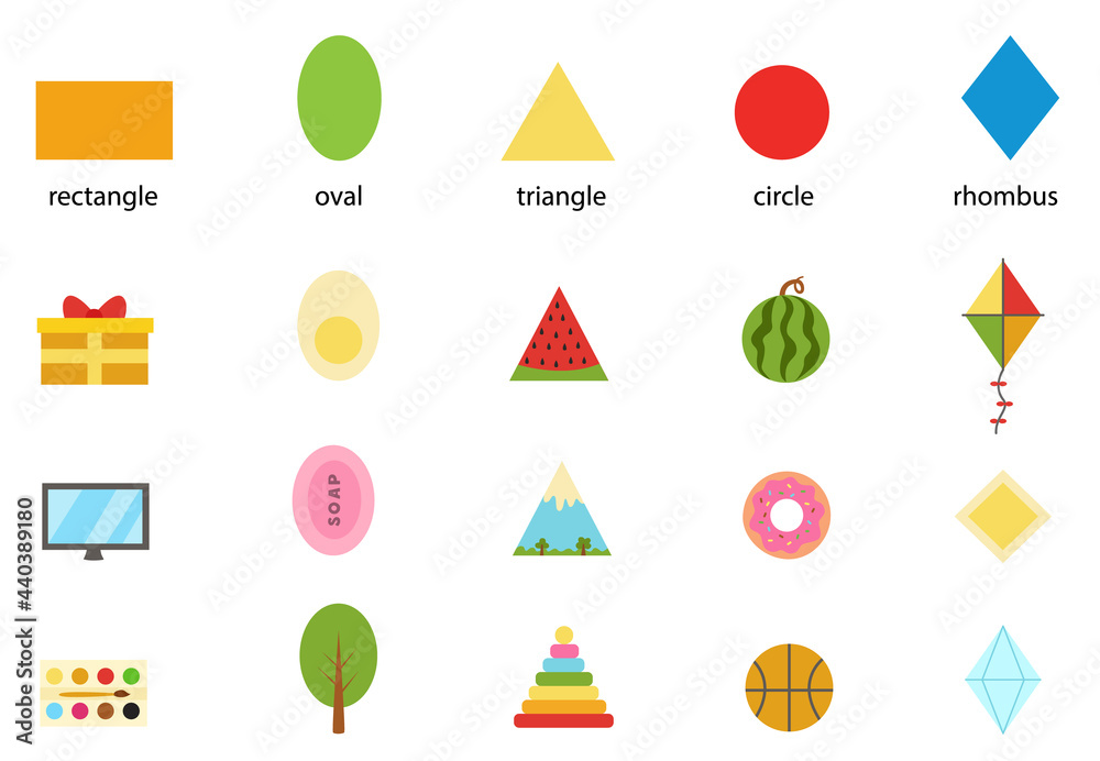 Learning basic geometric form for children. Set of all basic shapes ...