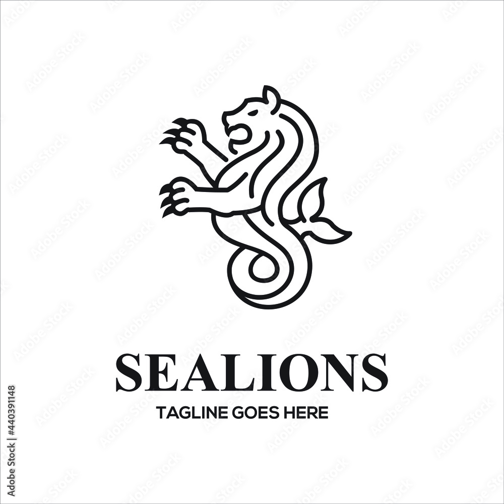 Sea lions in the ocean exclusive logo design inspiration Stock Vector ...