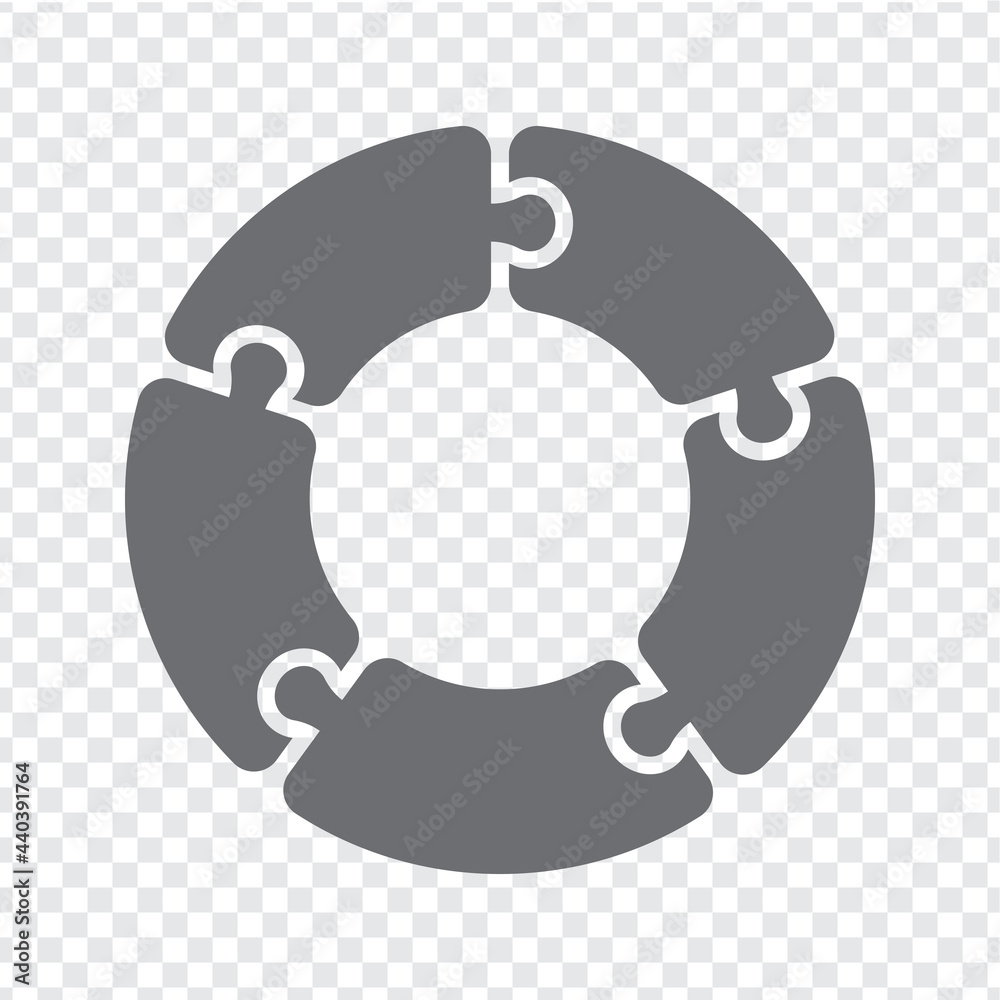 Simple icon puzzles in gray. Simple icon circle puzzle of the five ...