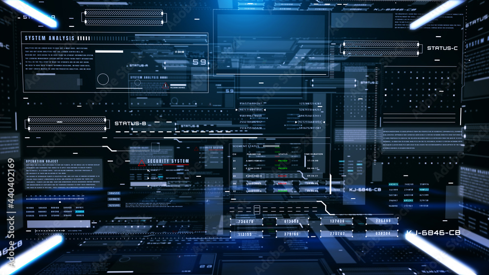 Futuristic UI Information Technology HUD Monitoring Transfer System ...