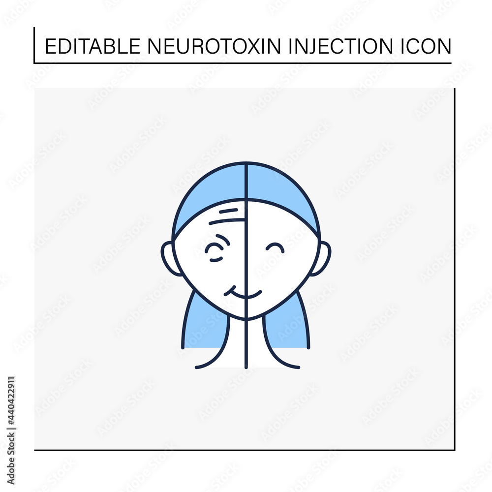 Cosmetic injection line icon.Before and after injection.Face lifting ...