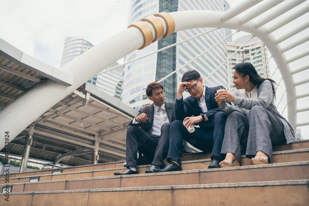 Frustrated upset asian business team with bad work result and ...