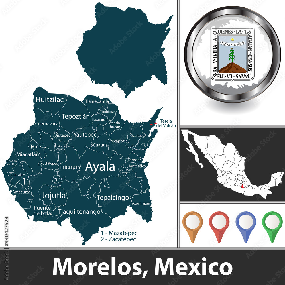 Map of Morelos, Mexico Stock Vector | Adobe Stock