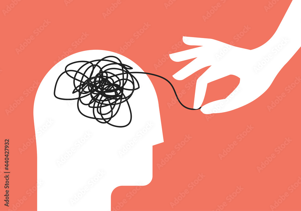 Psychologic therapy session concept with human head silhouette and ... Psychologic therapy session concept with human head silhouette and ...