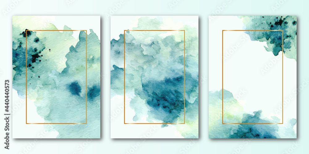 Abstract green frame collection with watercolor Stock Vector | Adobe Stock