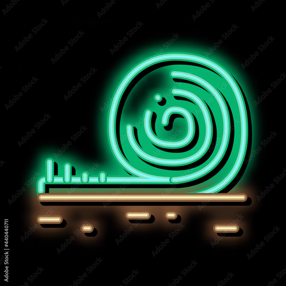 rolled artificial turf neon light sign vector. Glowing bright icon ...