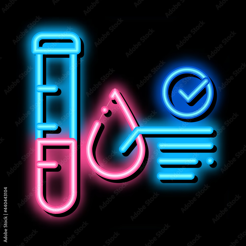 blood in vitro good results neon light sign vector. Glowing bright icon ...