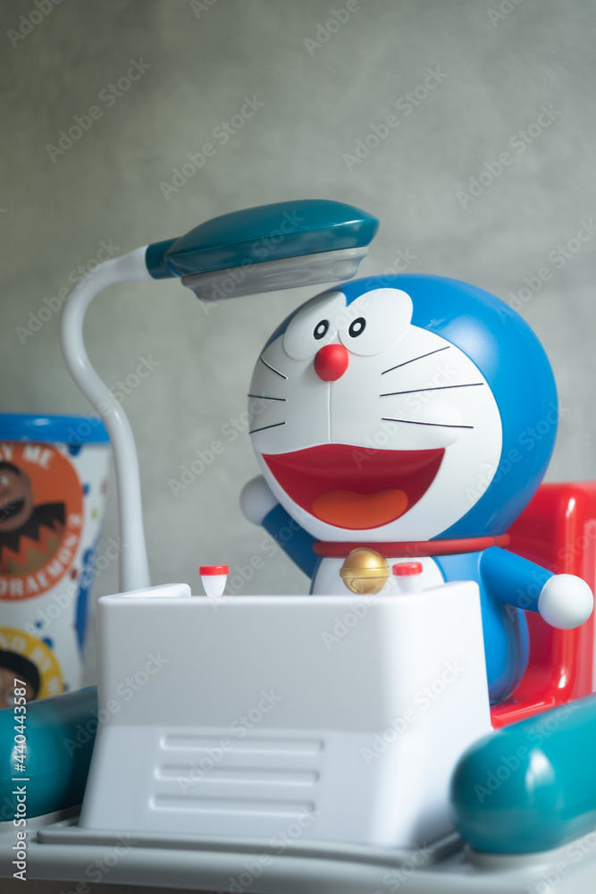 Bangkok, Thailand - June 19, 2020 : Doraemon time machine bucket set to promote the movie ...
