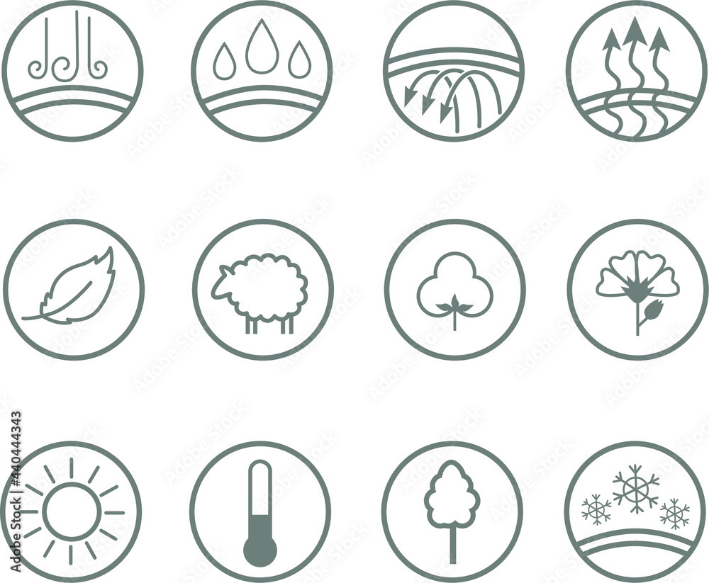 graphic symbols to denote sustainable materials and material properties ...