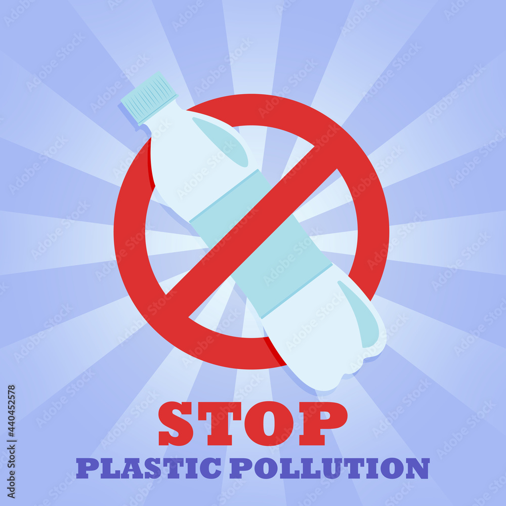 Plastic bottle 0.5. Prohibition sign. No symbol. Banner. Stop plastic ...