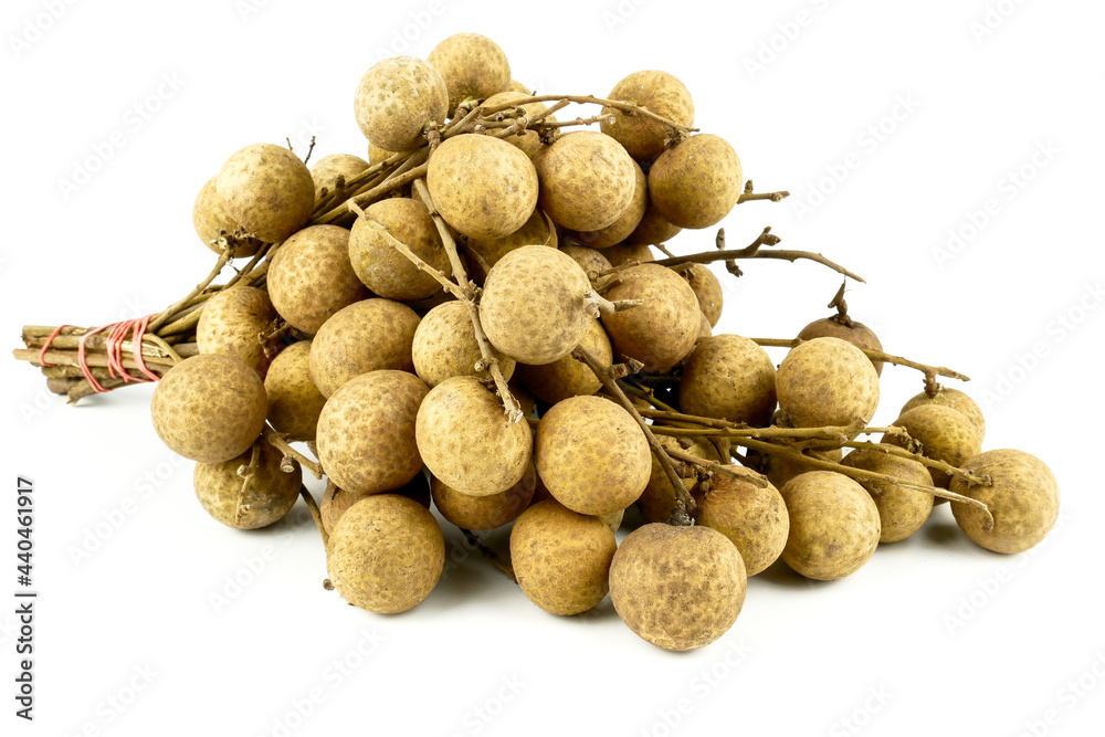 Branch Longan (Dimocarpus longan) open and Peeled show the white meat ...