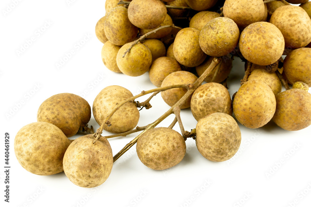 Branch Longan (Dimocarpus longan) open and Peeled show the white meat ...