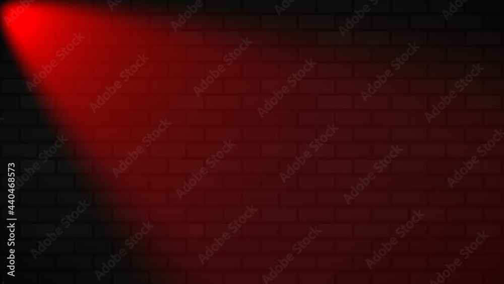Empty brick wall with red neon spotlight with copy space. Lighting ...